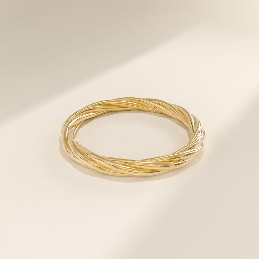 Solid Gold Twist Wedding Band, 14k Gold Twisted Marriage Ring, 3mm ...