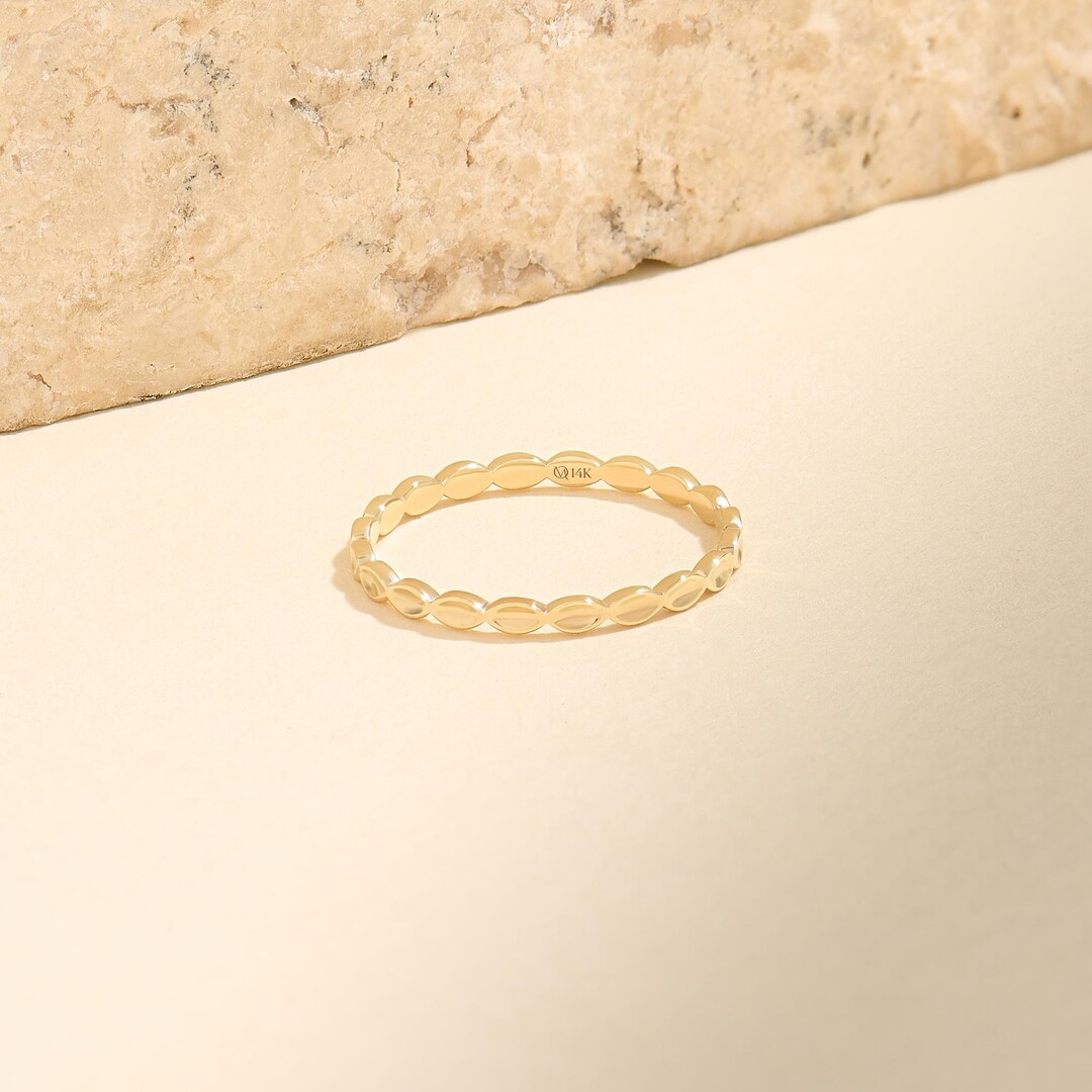 Ultra Thin Bumpy Ring 14k 10k 18k Solid Gold Stacking Wedding Band ...