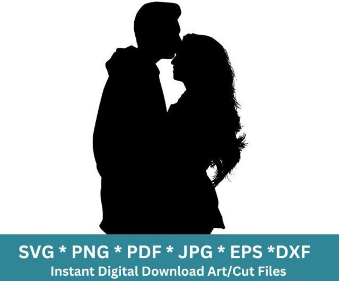 Couple Silhouette, Cross Stitch Pattern Digital Couple SVG Love Bundle ...
