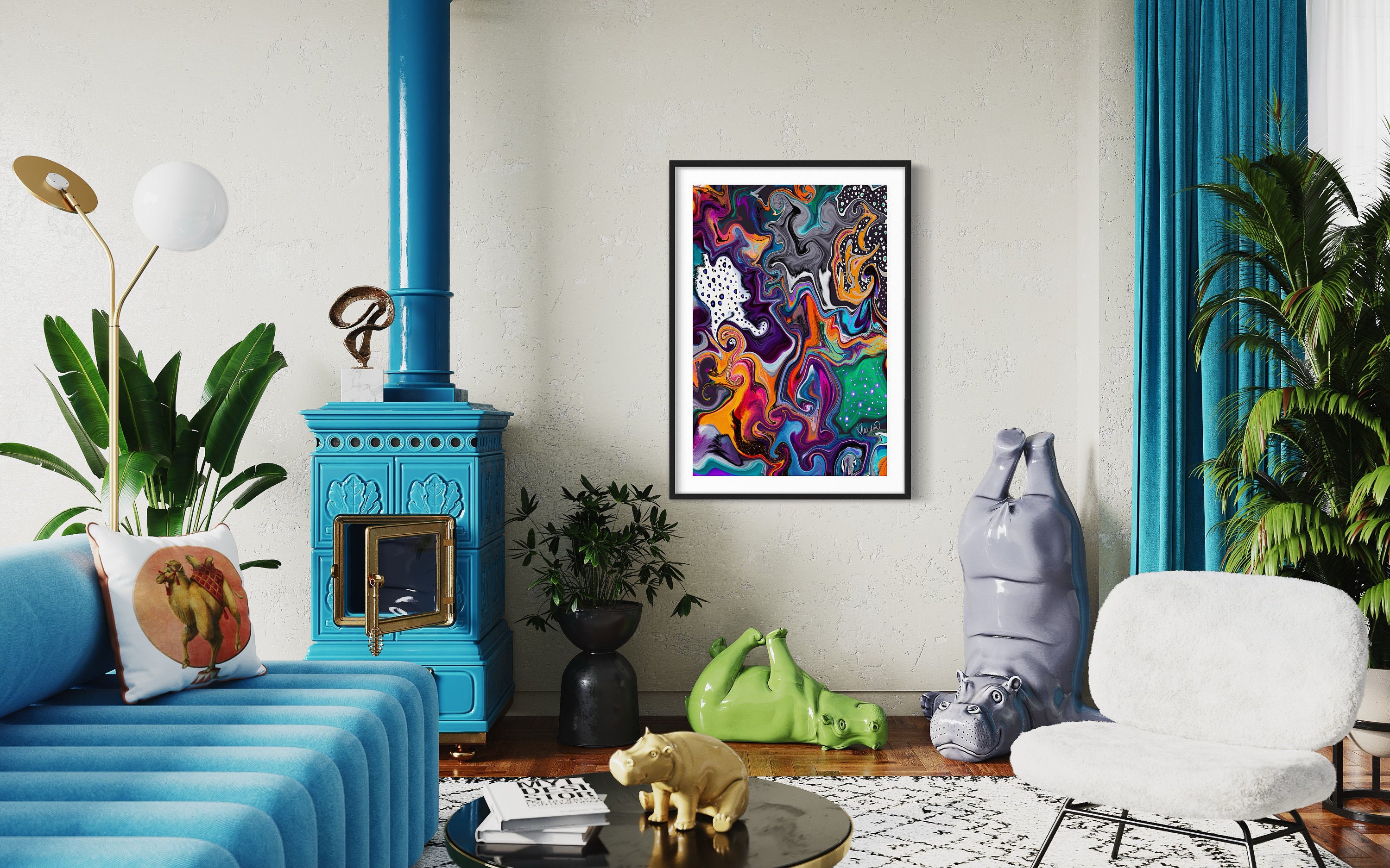 Groovy Vibrant Modern Abstract Print, Funky Decor, Printable Funky Wall ...