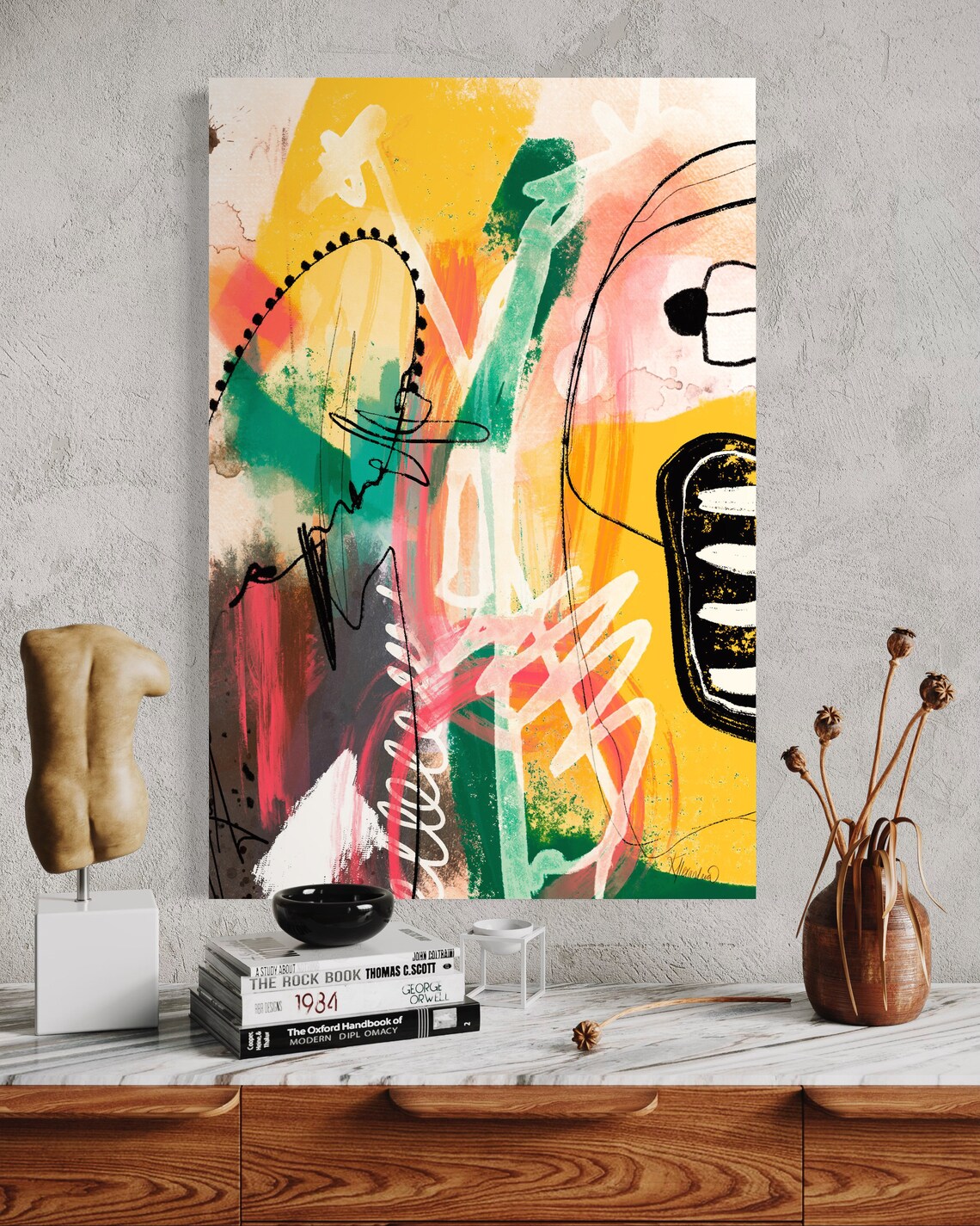 Funky Wall Art, Modern Abstract Print, Funky Decor, Printable Funky ...