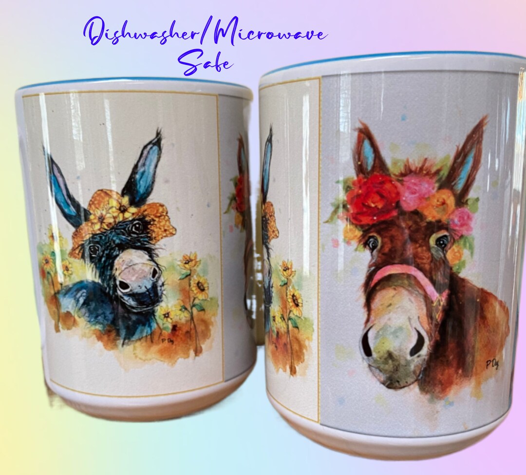 Whimsical DONKEY 1 Mug With 3 Donkey Designs Donkey Gifts, New Home ...