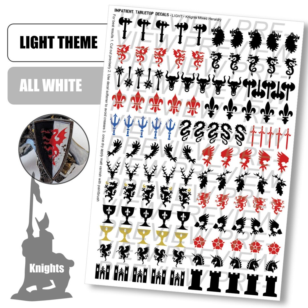 Decals Fantasy Knights Mixed Heraldry - Etsy Australia
