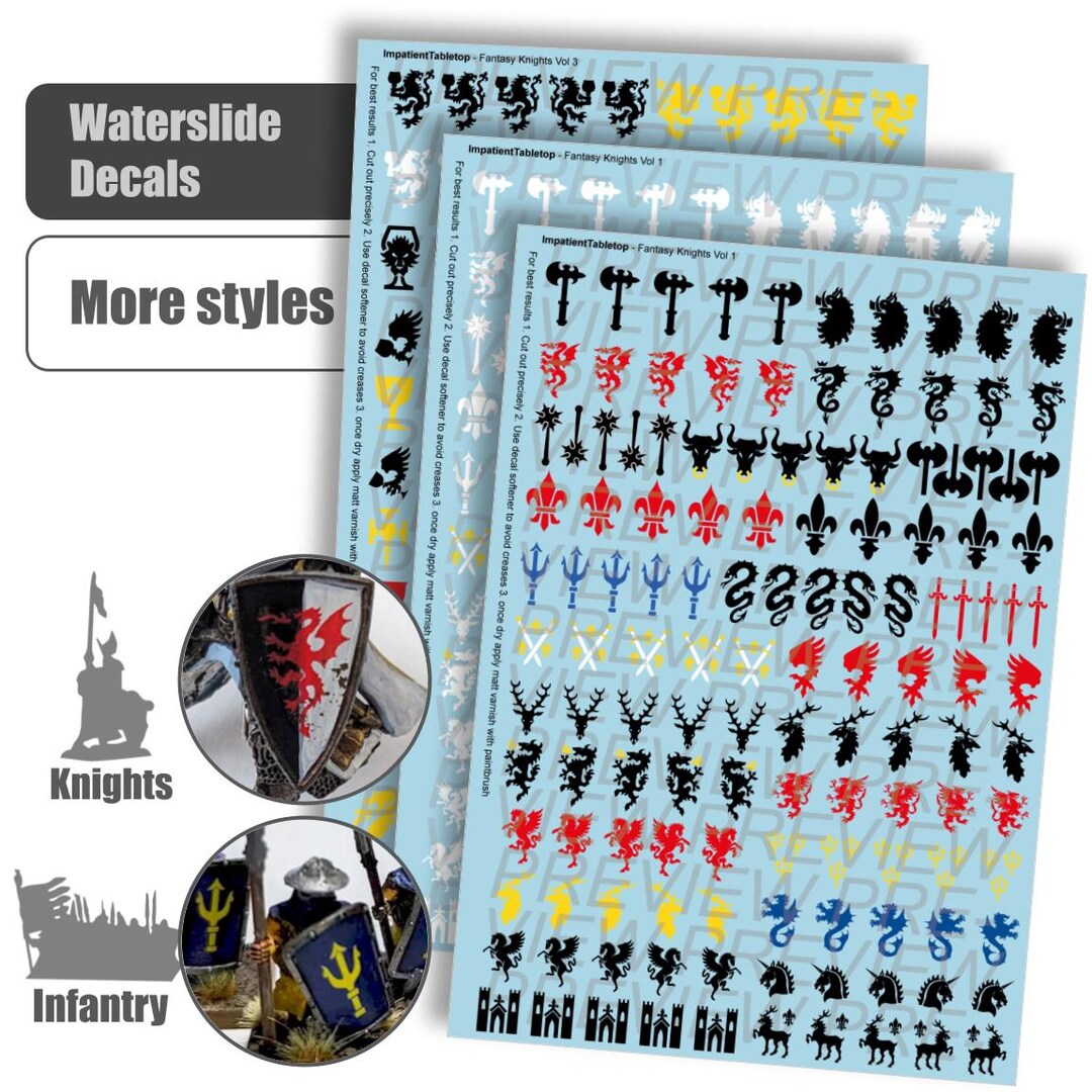 Decals - Fantasy Knights Mixed Heraldry - Etsy Canada