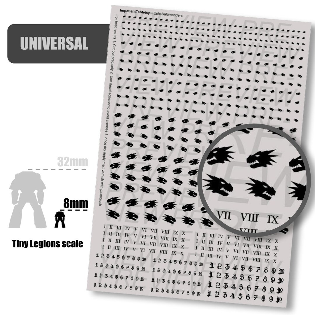 Decals Tiny Legions Salamanders - Etsy