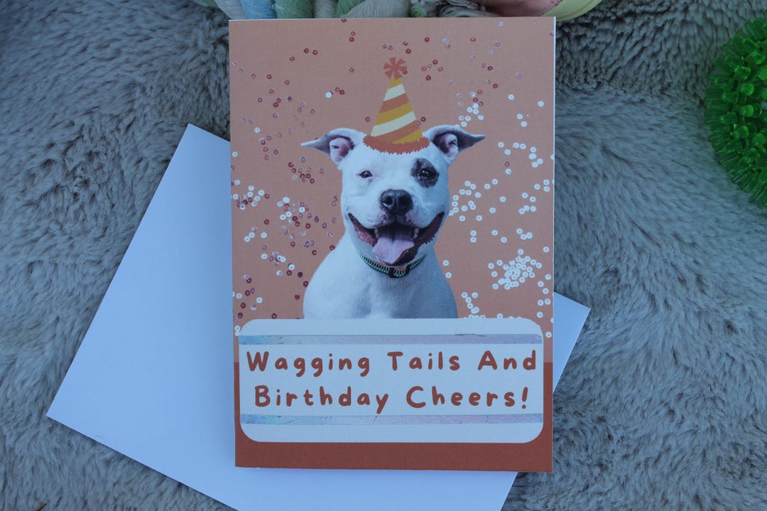 Cute Dog-themed Birthday Card | Personalized Pit Bull Greeting Card ...