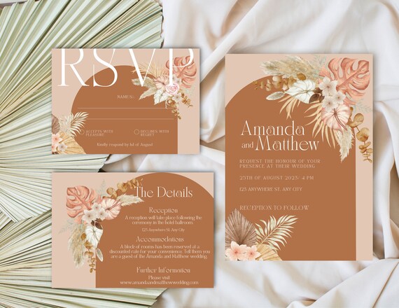 Boho Wedding Boho Wedding Invitation Suite Boho Beach - Etsy