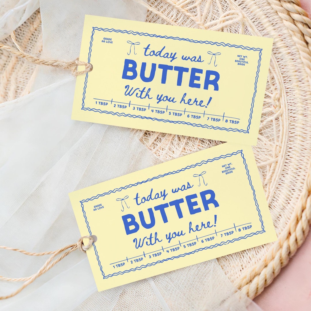 She Found Her Butter Half Favor Tags | Whimsical Butter Themed Gift Tag ...