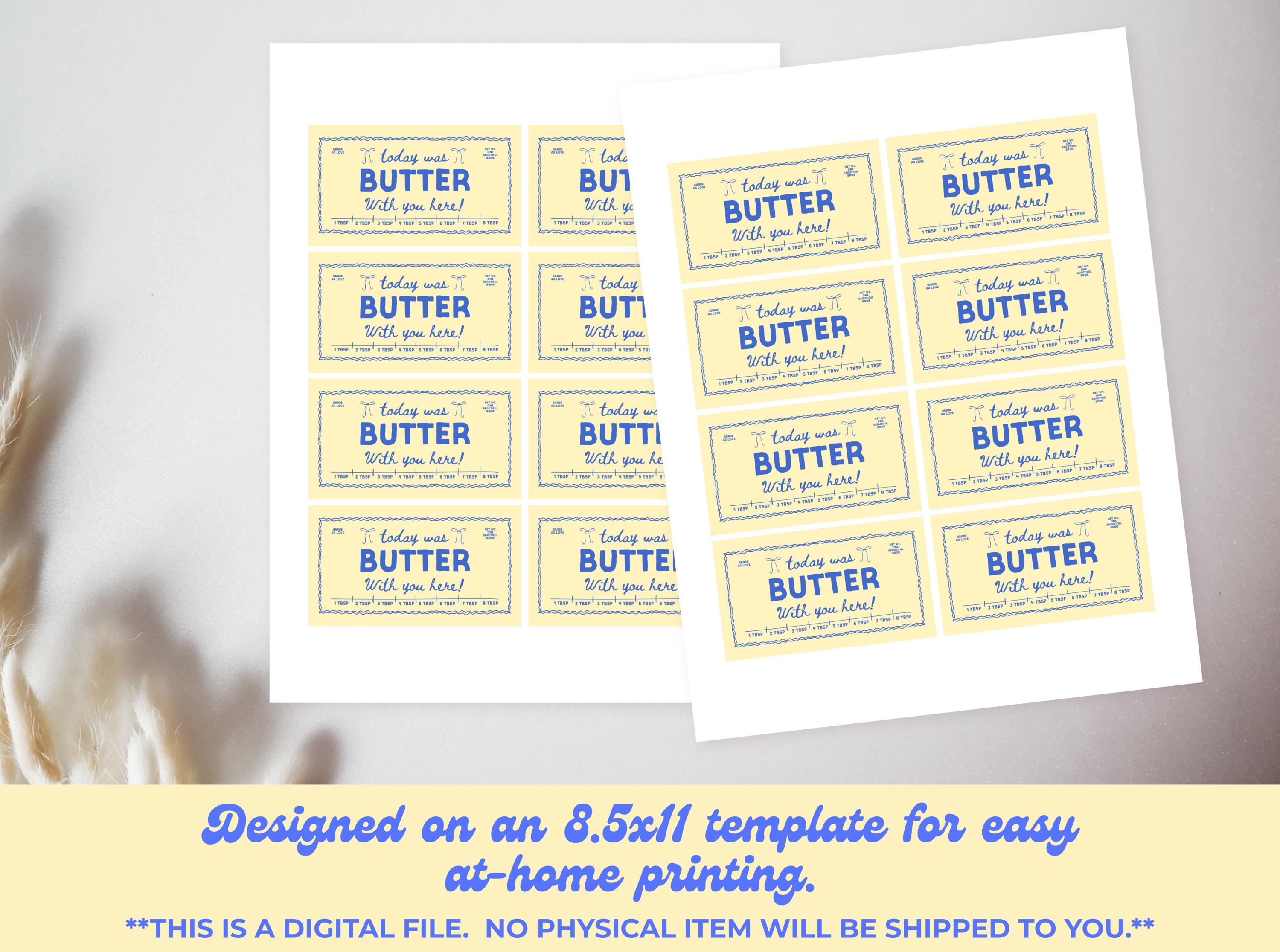 She Found Her Butter Half Favor Tags | Whimsical Butter Themed Gift Tag ...