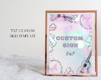 Taylor Swift Birthday Party Sign: Editable 5x7 Canva Template (digital ...