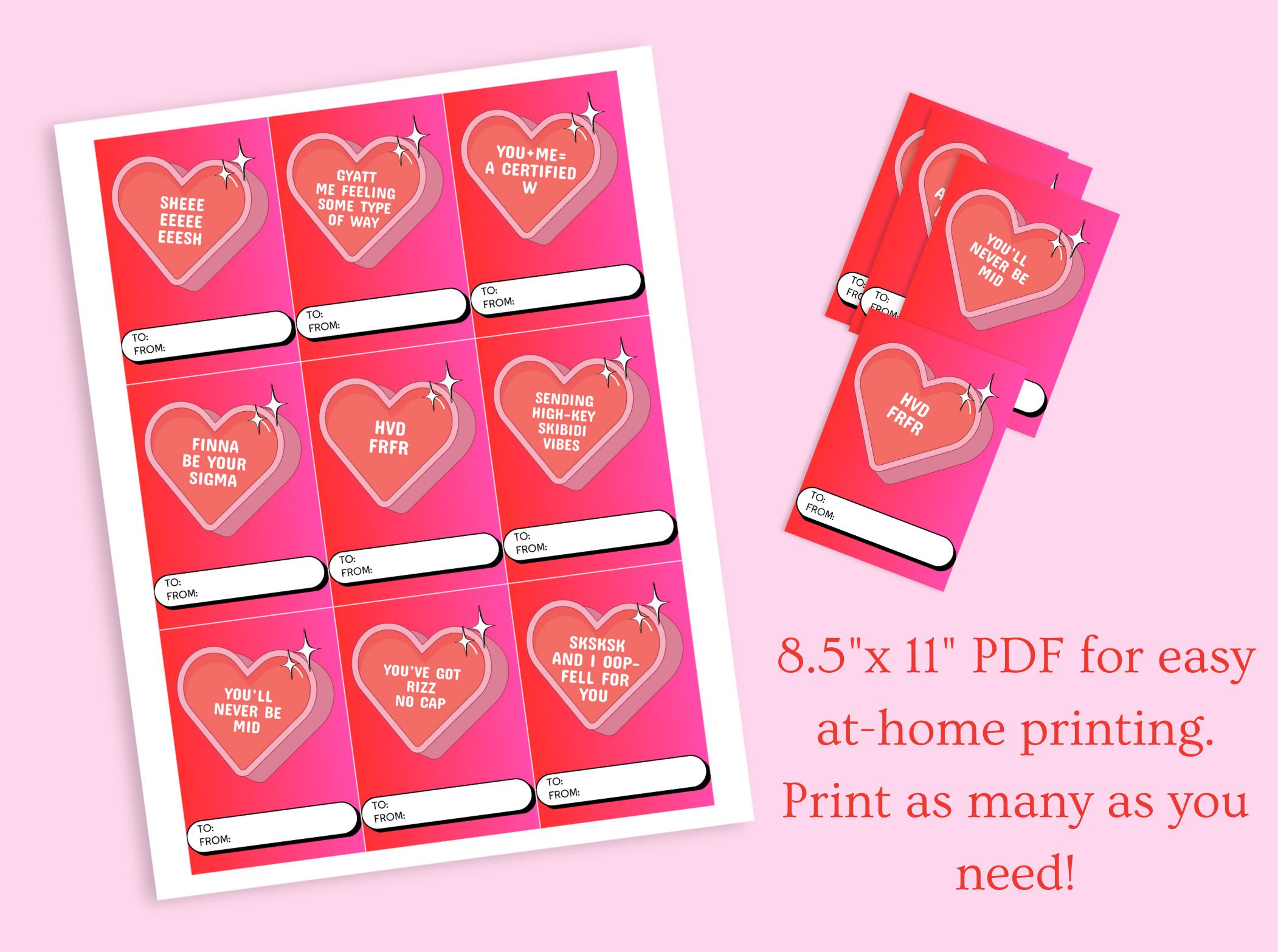 Teen Slang Candy Hearts, Funny Tween Valentines Printable, Gen Z Gen ...