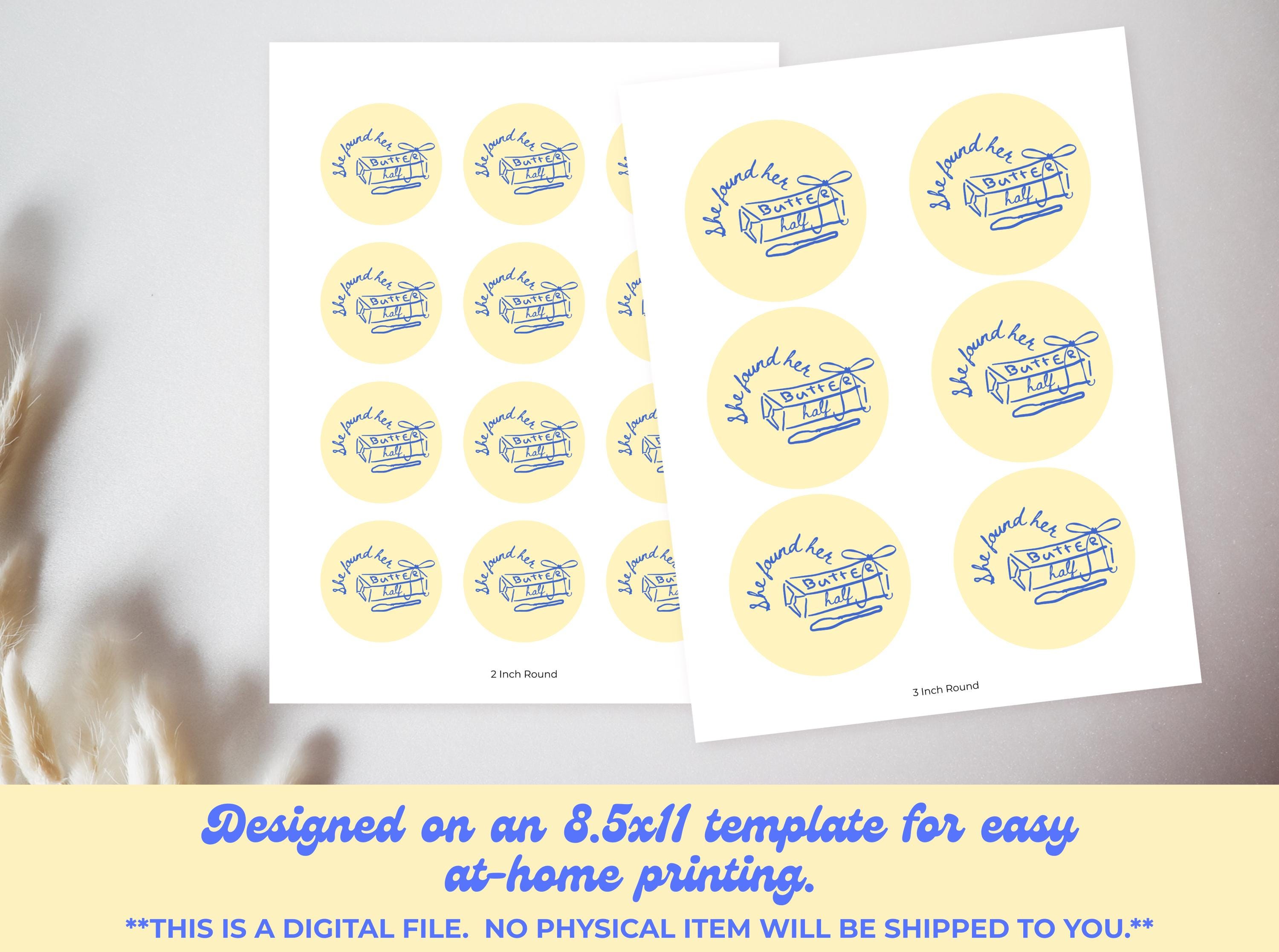 Butter Half Bridal Shower Cupcake Toppers Digital Download | Round ...