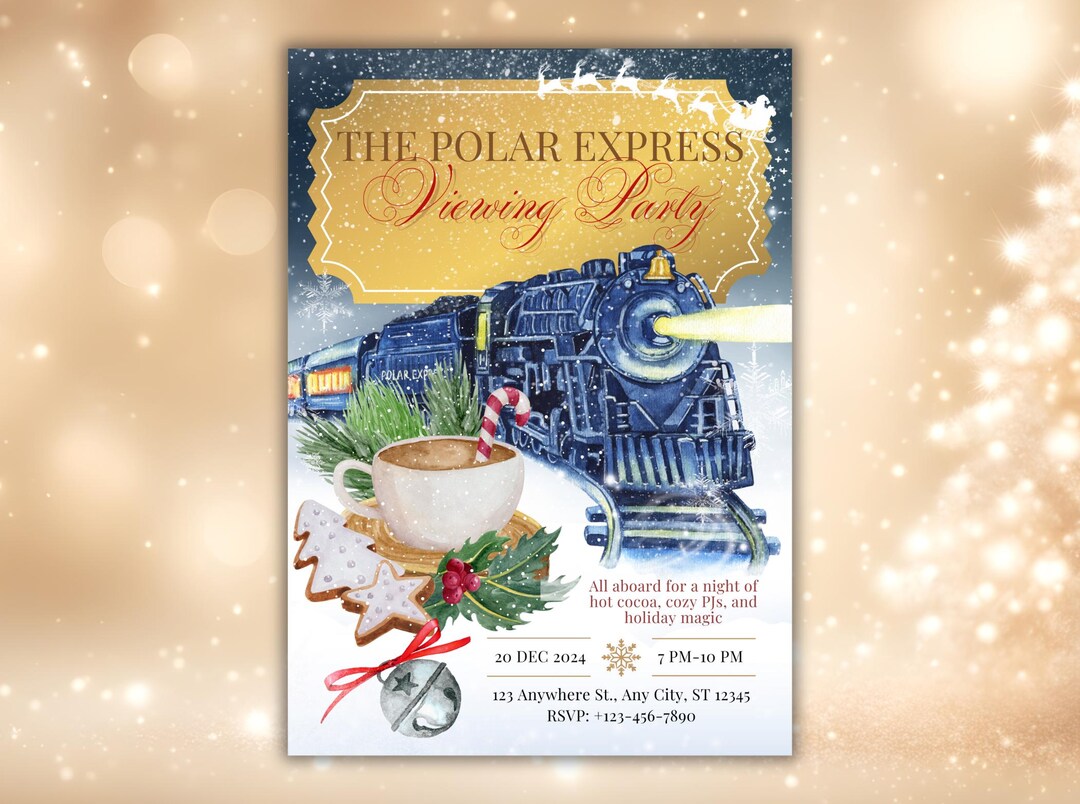 Polar Express Viewing Party Invite, Christmas Movie Night (digital ...
