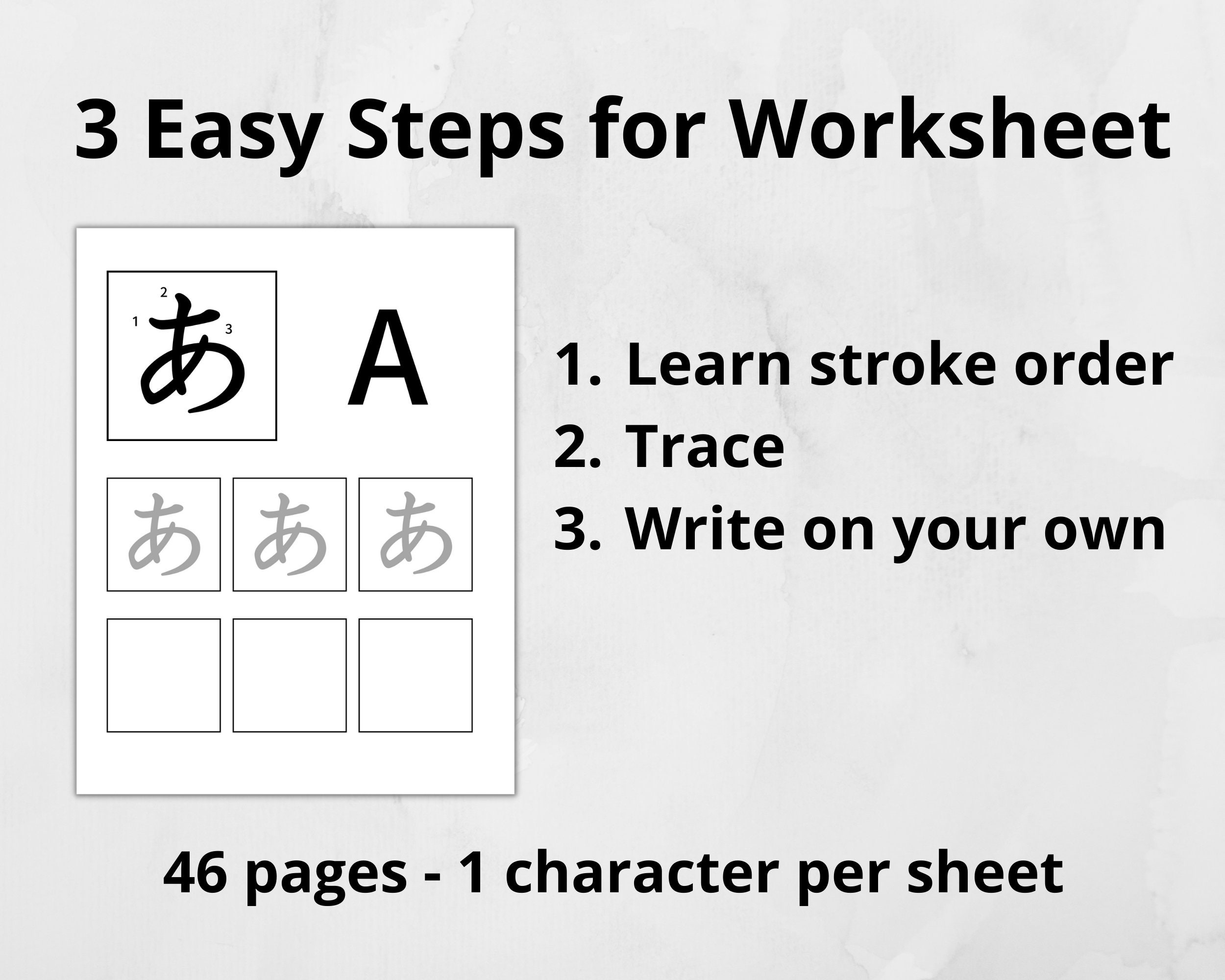 Japanese Hiragana Worksheet and Japanese Hiragana Chart for Learning ...