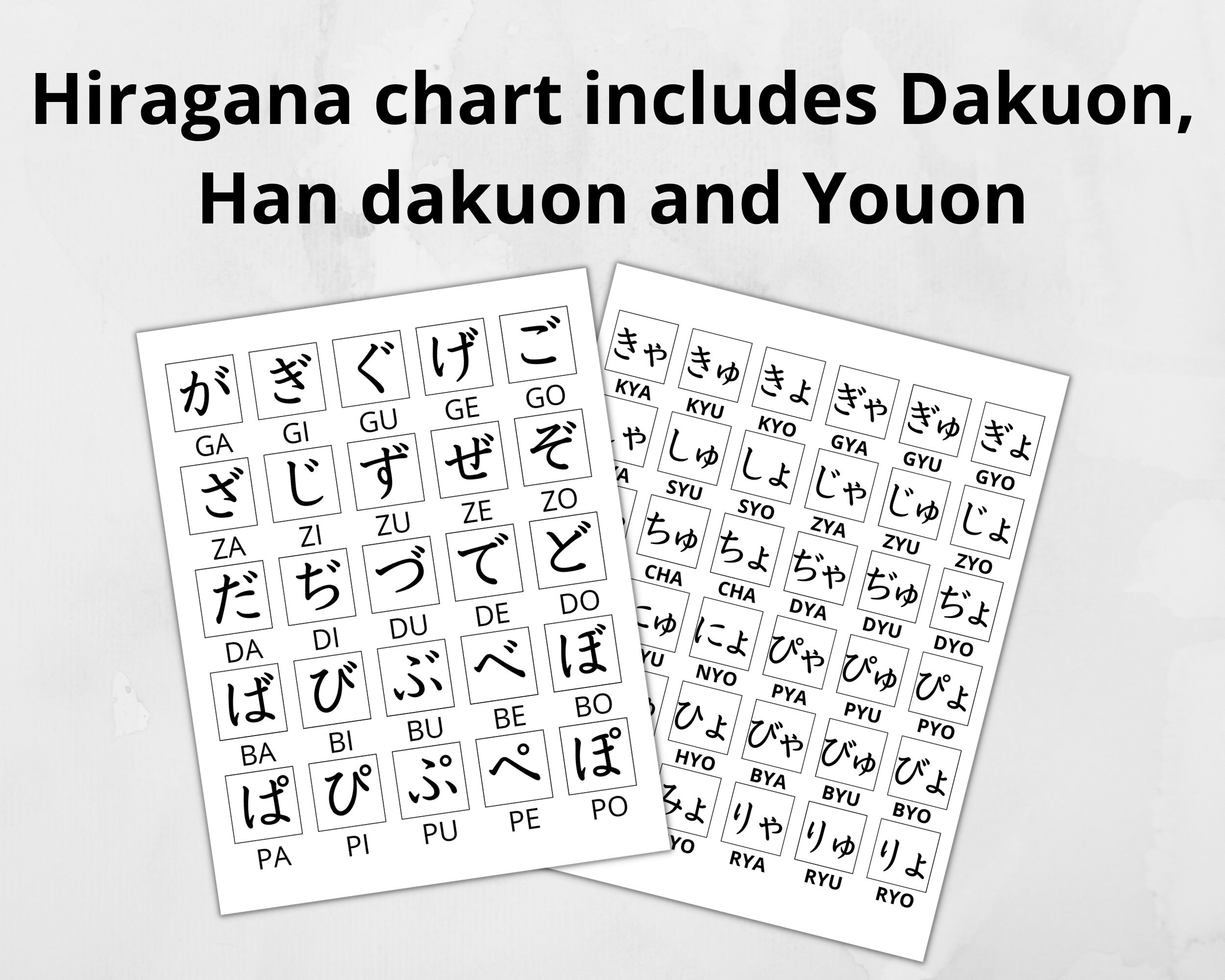 Japanese Hiragana Worksheet and Japanese Hiragana Chart for Learning ...