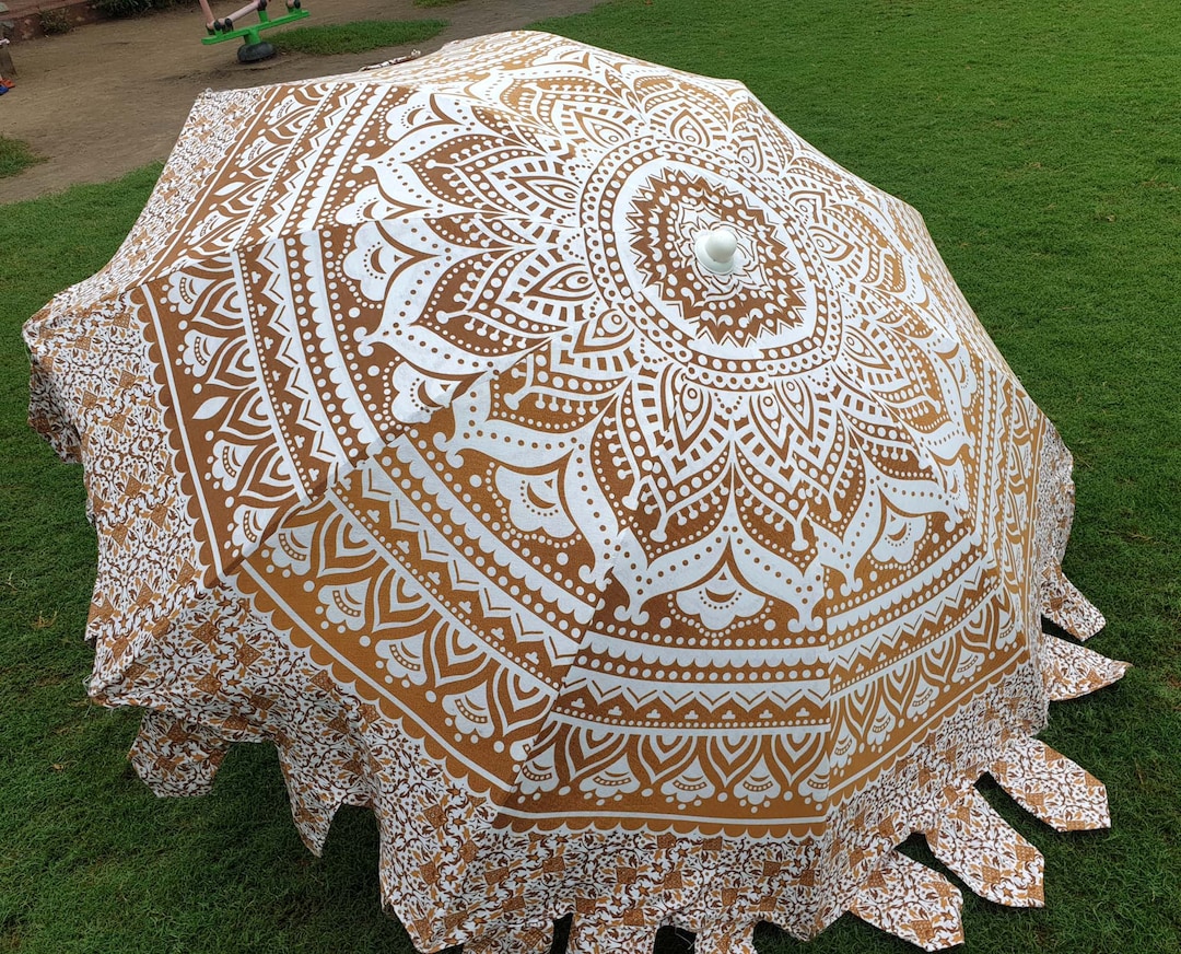 Indian Big Garden Umbrella Handmade Mandala Print Parasol Garden ...