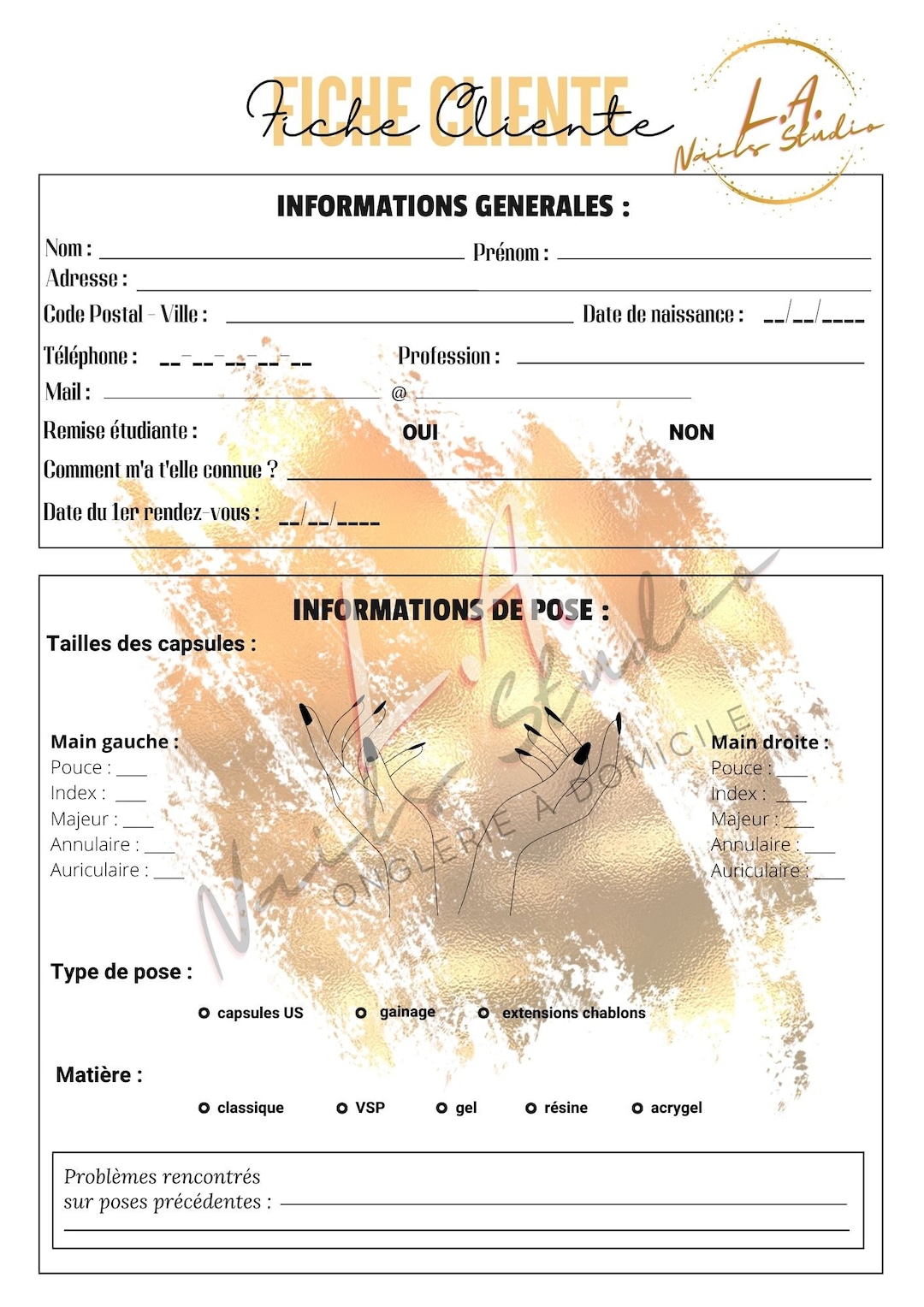 FICHE CLIENTE personnalisée à VOTRE logo et couleurs - Etsy France