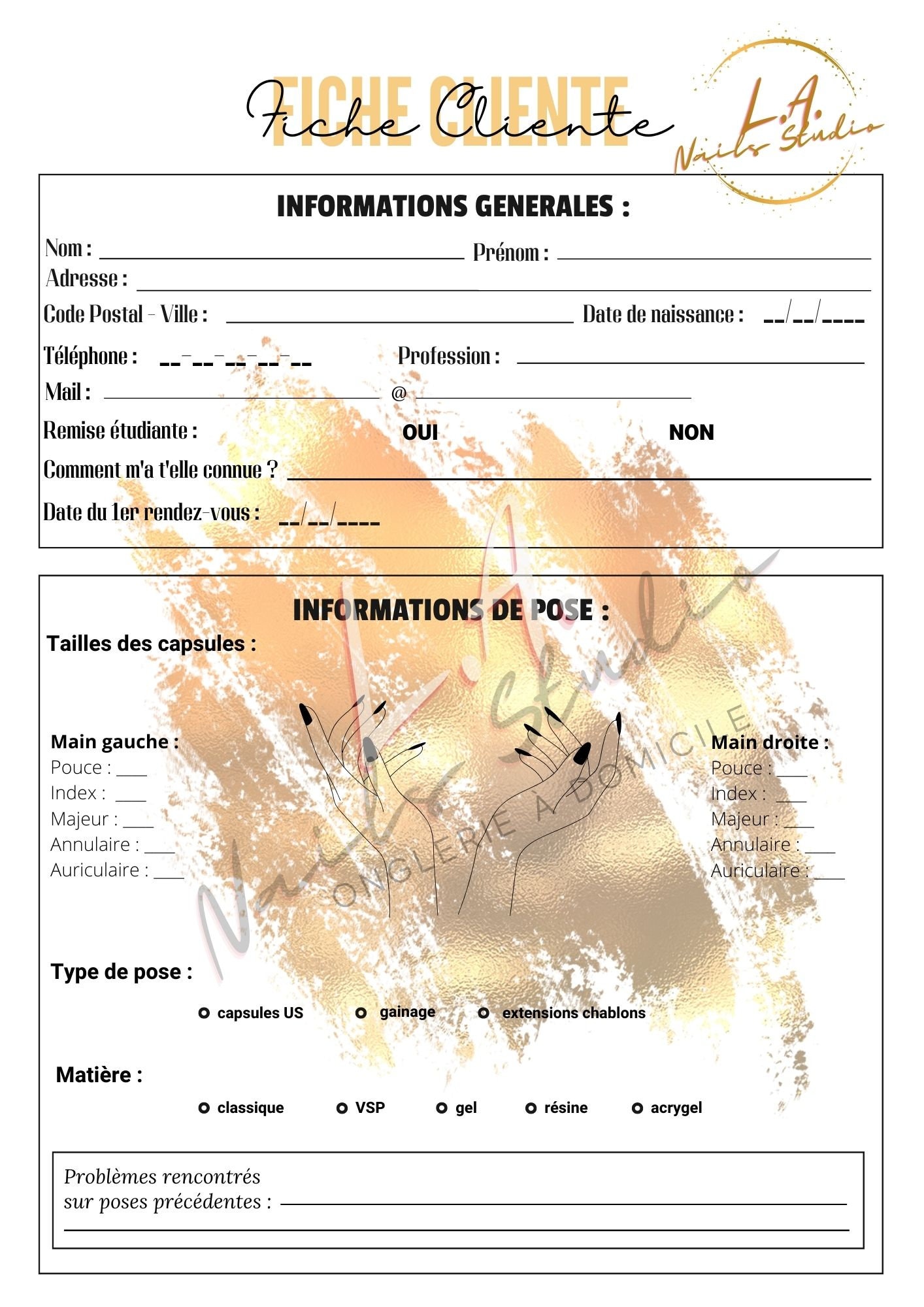 FICHE CLIENTE personnalisée à VOTRE logo et couleurs Prothésiste ...