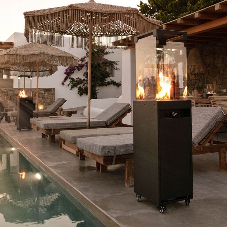 Planika Faro Patio Heater: 8kw Gas Propane Outdoor Fireplace With Cover ...
