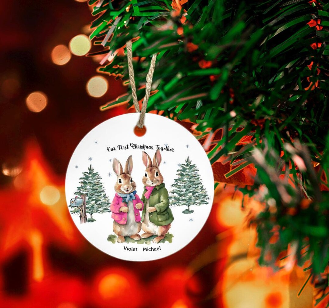 First Christmas as A Three | Peter Rabbit Decoration Ornament | Ceramic ...