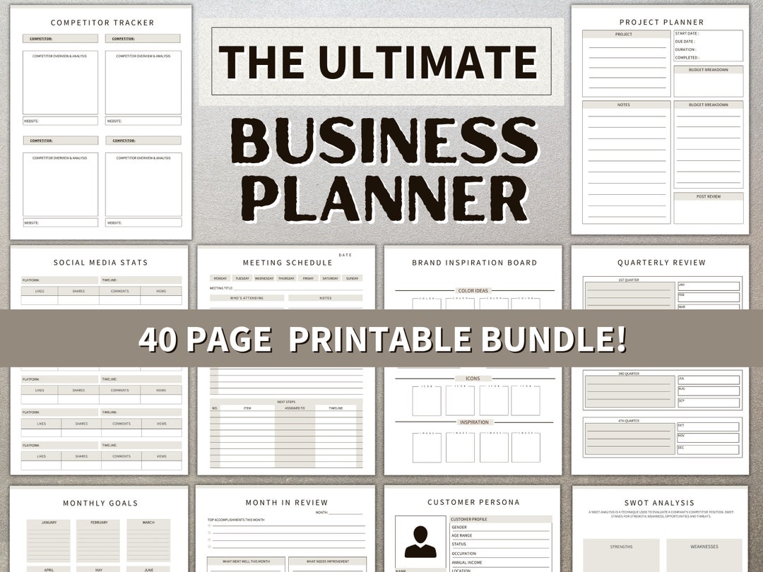 Printable Business Planner, Starting a Business Checklist, Business ...