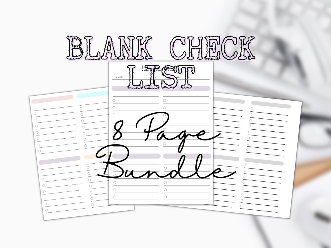 Printable Blank Checklist Planner Checklist Planner Refill - Etsy