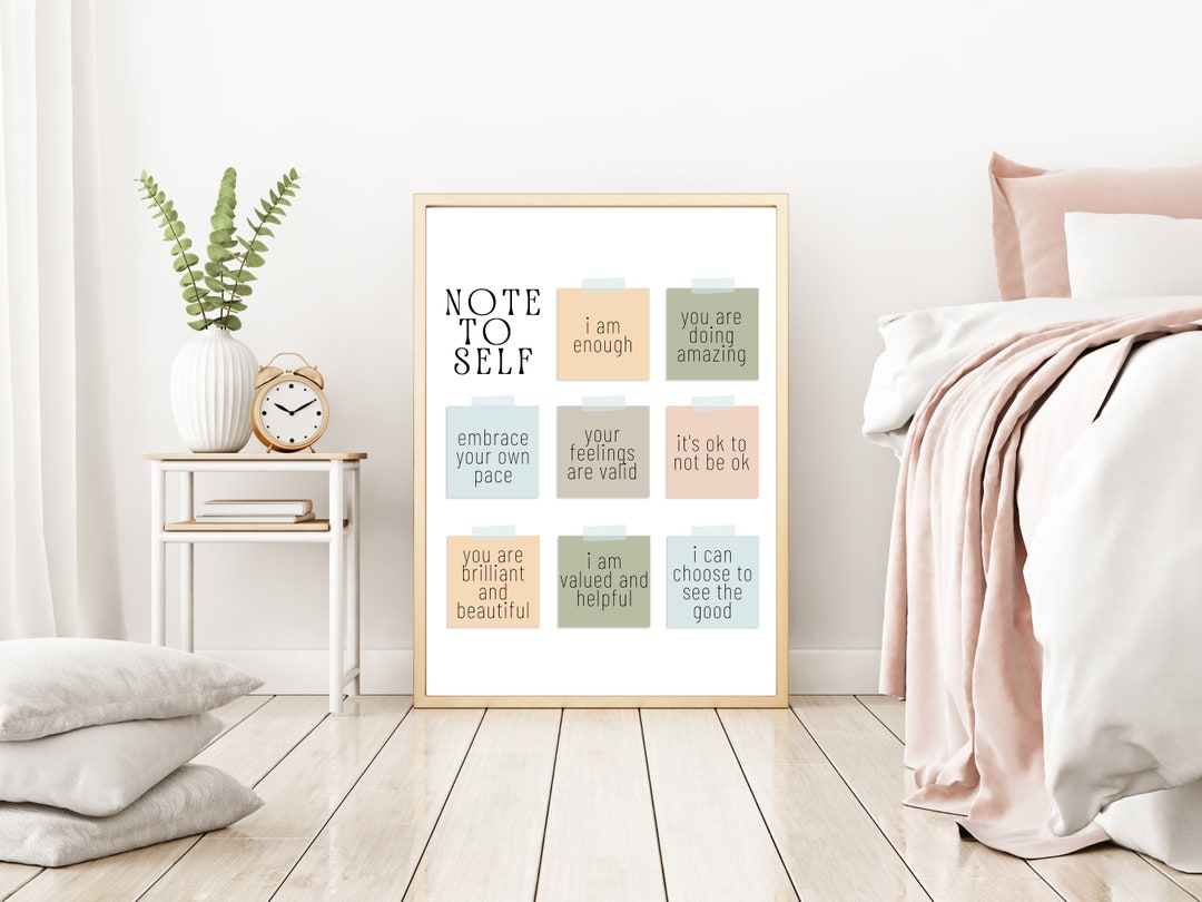 Note to Self Poster, Self Care Poster, Be Kind to Yourself, Daily Check ...