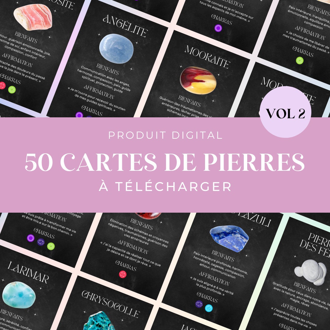 50 Stone Cards to Print (VOL 2, DARK), Semi-precious Stones ...