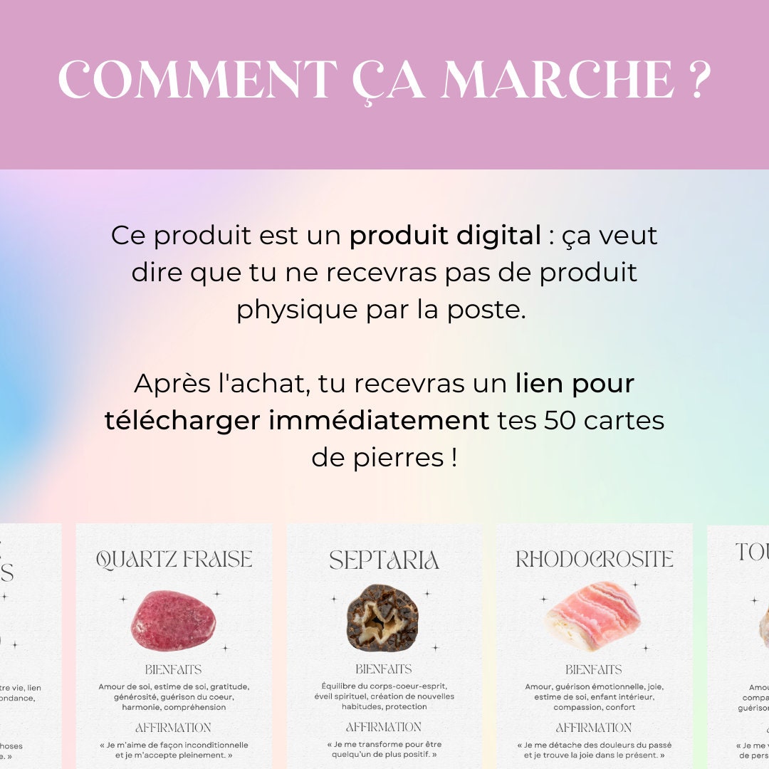 50 Printable Stone Cards (VOL 2, LIGHT), Semi-precious Stones ...