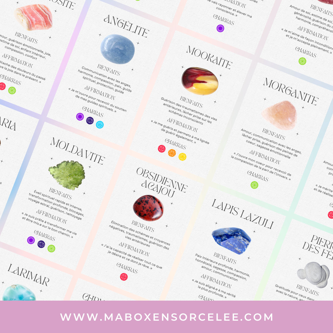 50 Printable Stone Cards (VOL 2, LIGHT), Semi-precious Stones ...