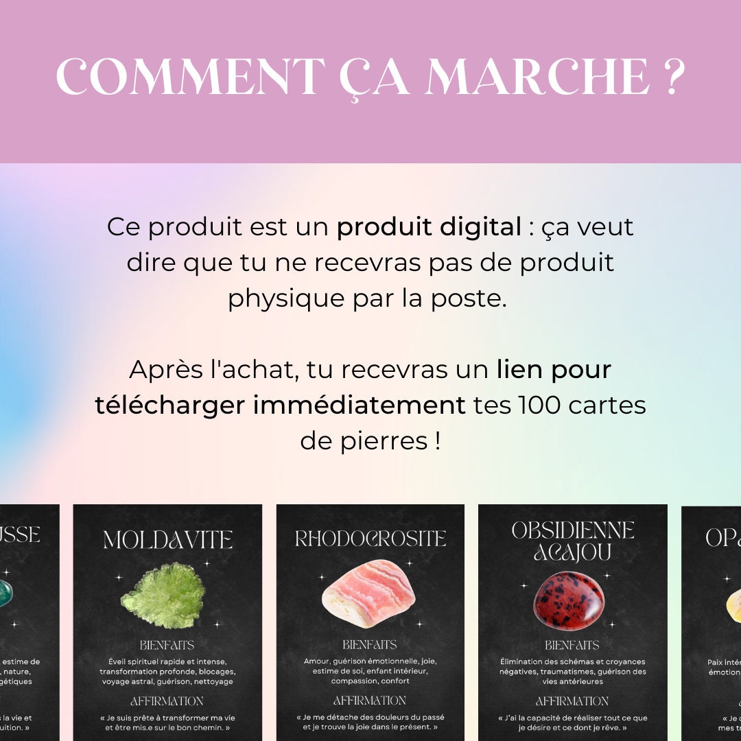 100 Printable Stone Cards (DARK), Semi-precious Stones, Lithotherapy ...