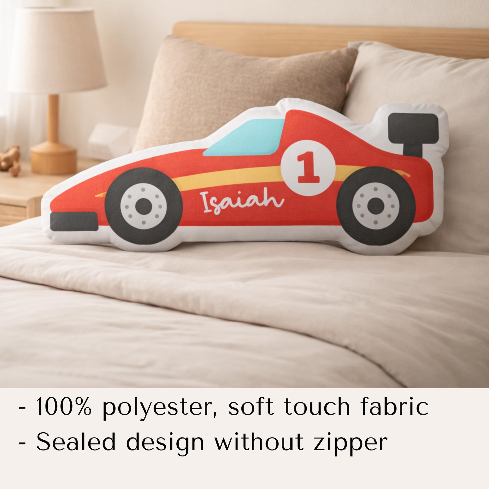Red Race Car Shape Pillow, Personalized Nursery Decor, Motorsport ...