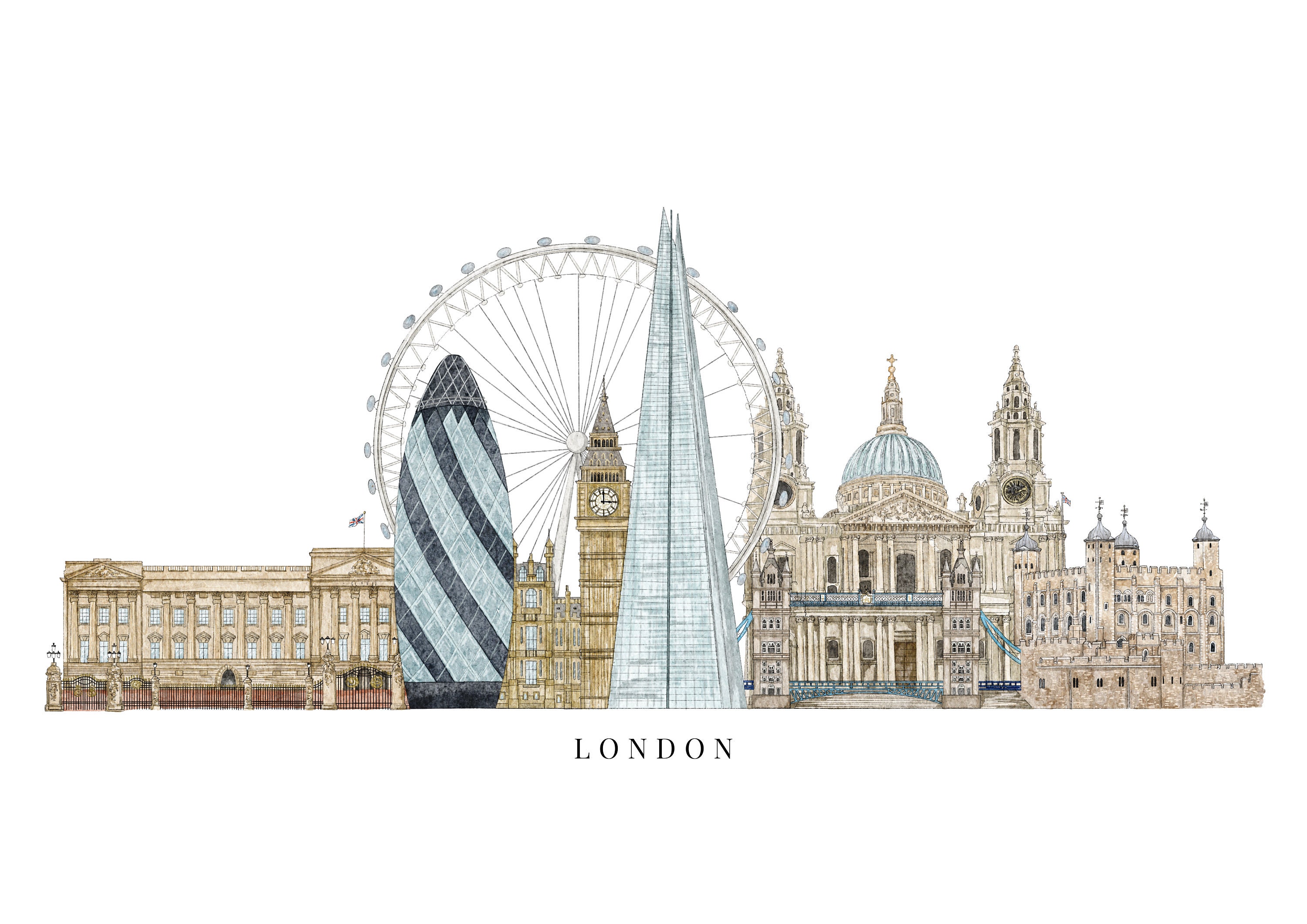 London Skyline Art Print - Etsy