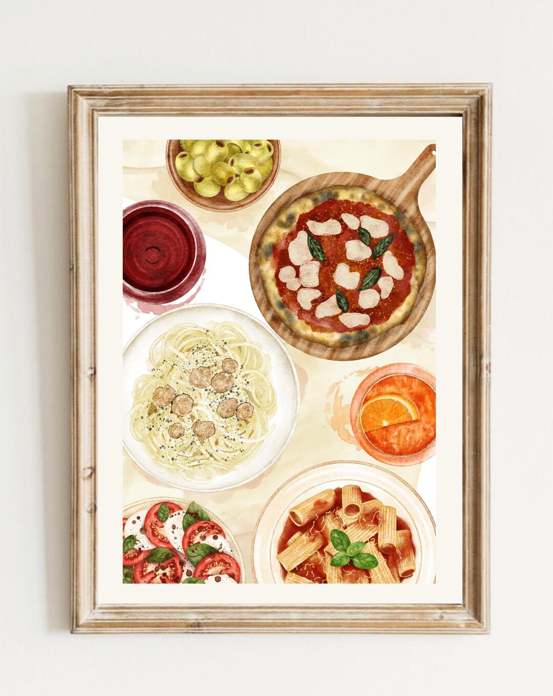 Italian Dinner Party - Luxury Illustrated Art Print | Italy Food ...