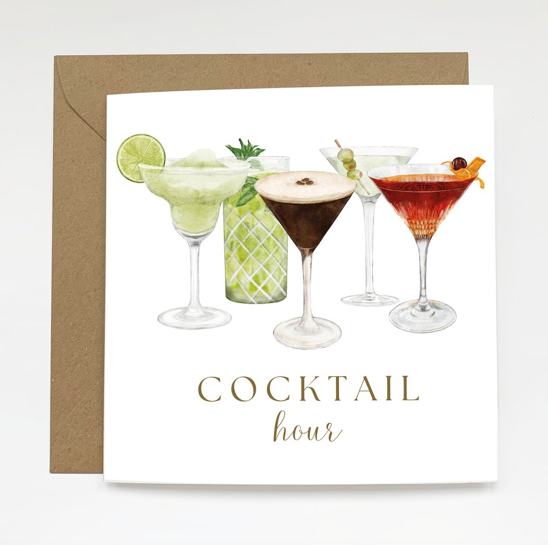 Cocktail Hour Greetings Card - Etsy