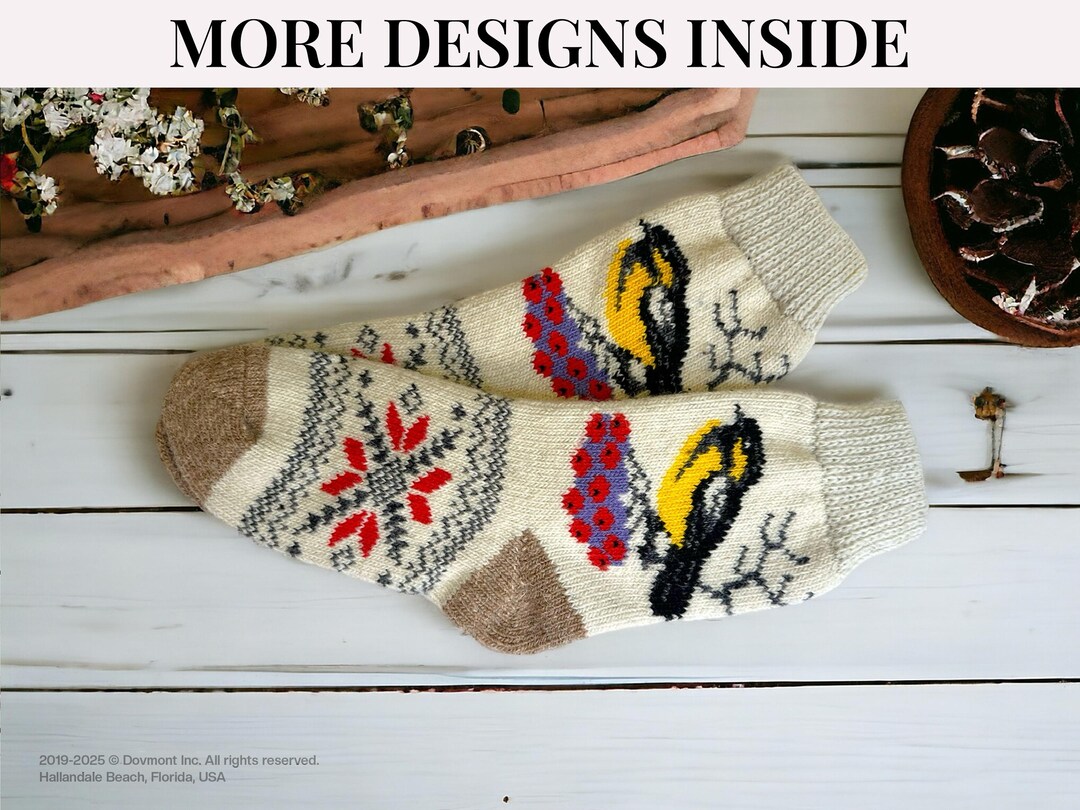 8-9 Hand Knitted Colorful Wool Socks, Cozy Winter & Fall Socks, Vintage ...