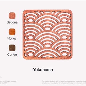 Set of Japanese-inspired Square Custom Wooden Coasters With Traditional ...