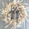 Teardrop Neutral Fall Corn Husk and Pampas Grass Wreath, Camel Caramel ...
