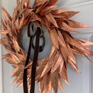 Fall Bronze Copper Shimmery Metallic Wreath With Willow Eucalyptus ...