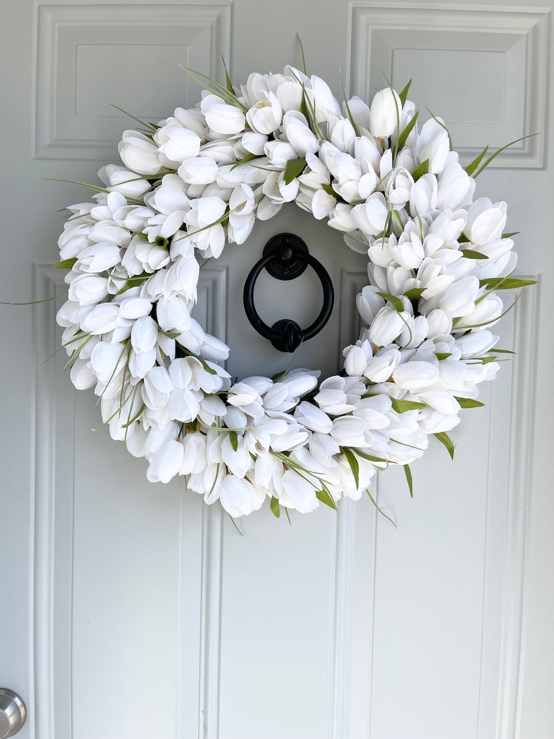 White Tulip Spring Wreath, Tulip Wreath, Spring Wreath, Neutral Decor ...