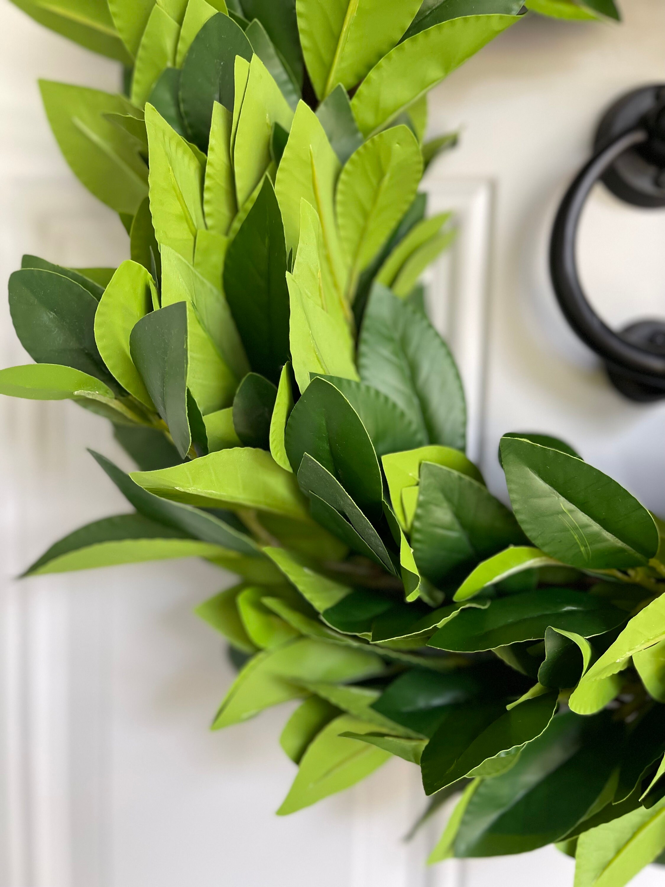 Year Round Bay Leaf Greenery Wreath for Front Door, Full Laurel Leaf ...