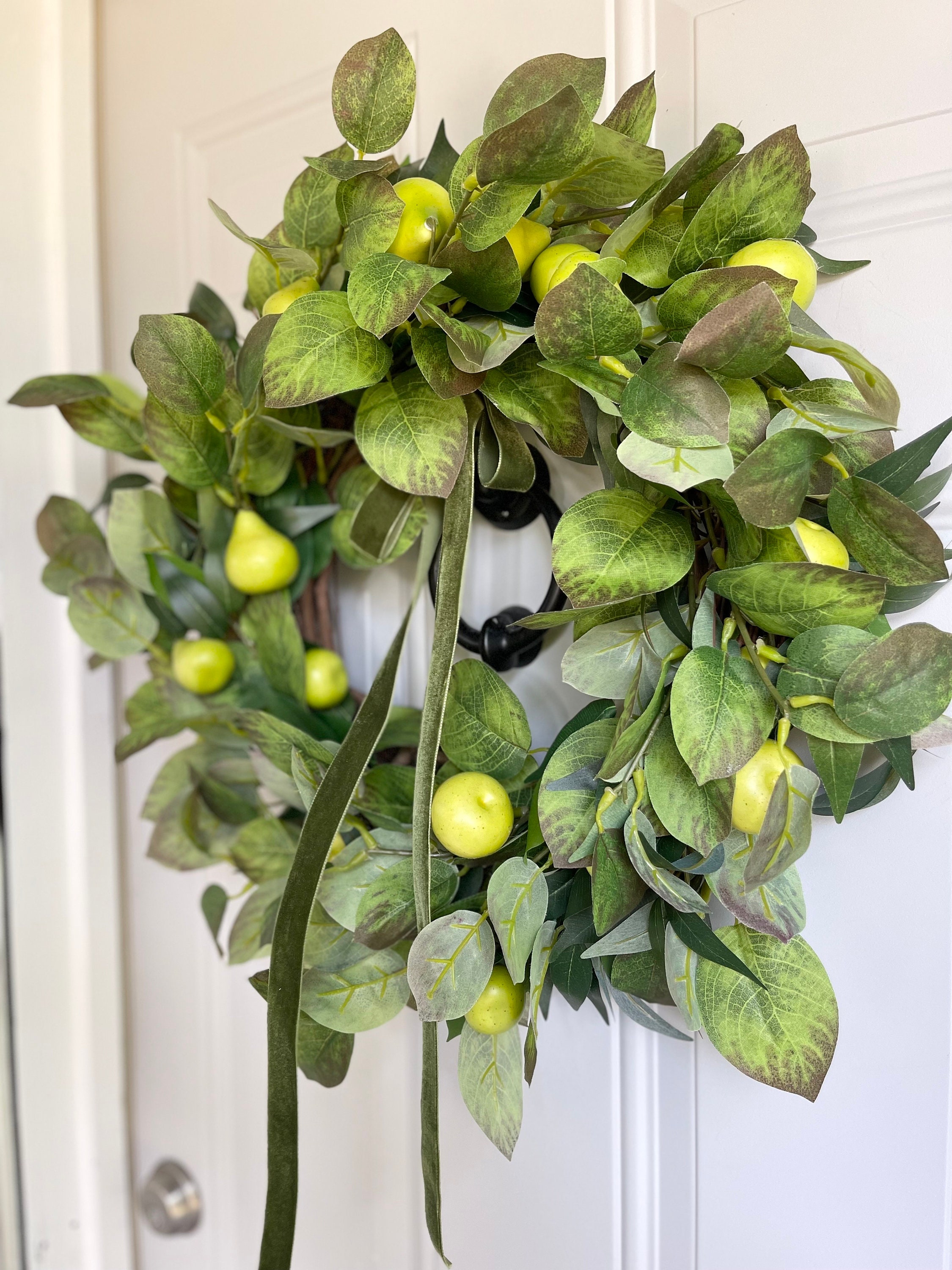 Spring Summer Pear Wreath, Elegant Year Round Fruit Wreath, Everyday ...