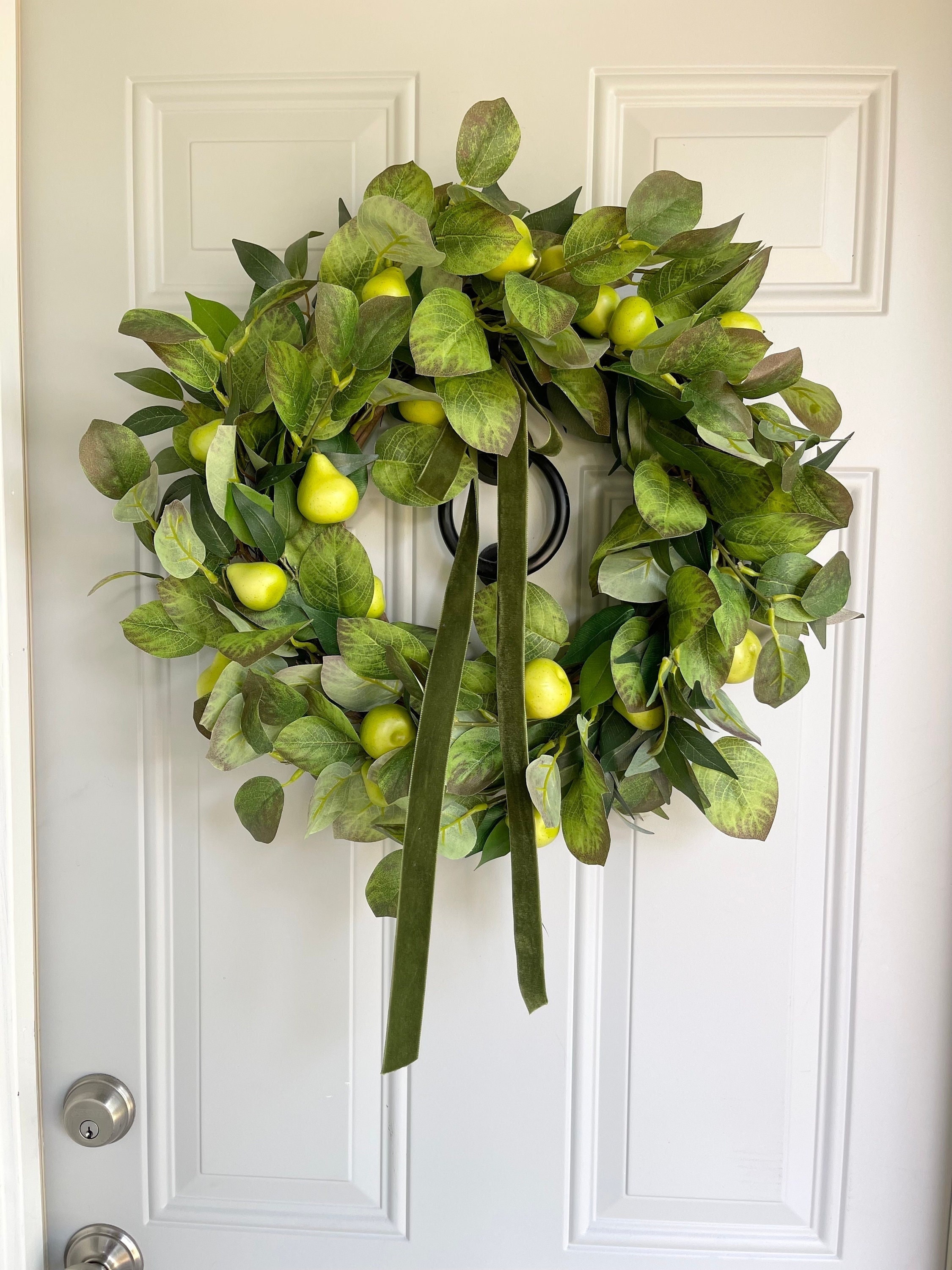 Spring Summer Pear Wreath, Elegant Year Round Fruit Wreath, Everyday ...