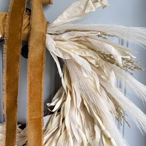 Teardrop Neutral Fall Corn Husk and Pampas Grass Wreath, Camel Caramel ...