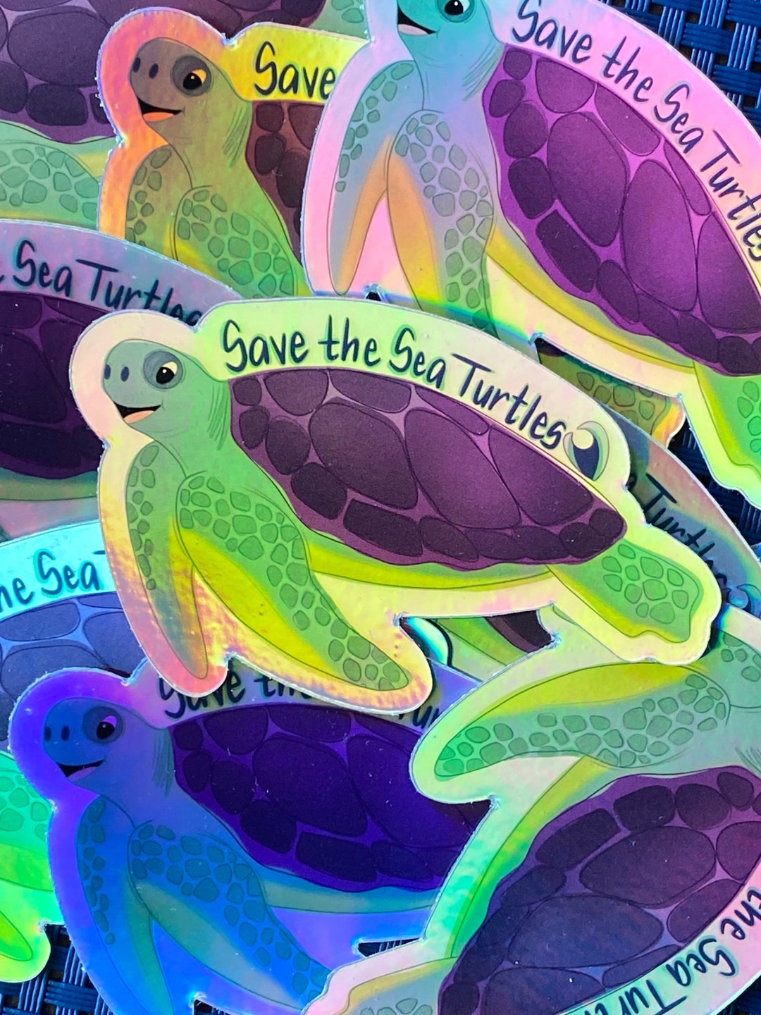 Holographic Save the Sea Turtles Sticker - Etsy