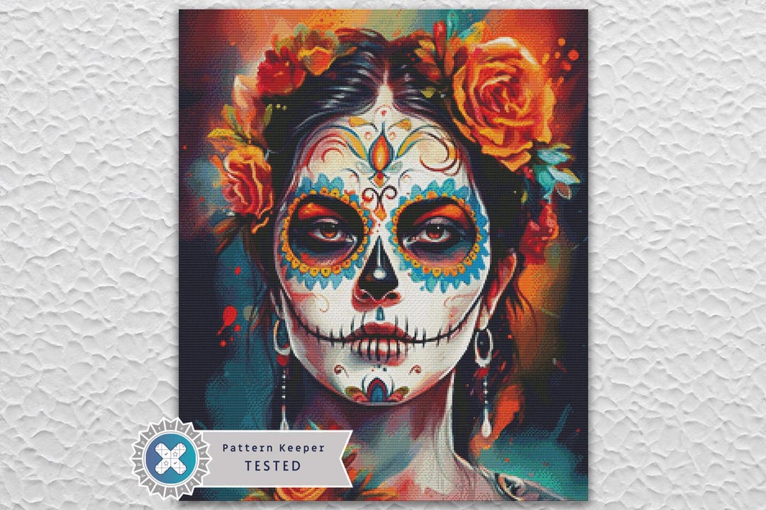 Day of the Dead Catrina Full Coverage Counted Cross Stitch Pattern ...