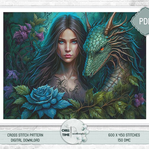 Christmas Light Dragon Cross Stitch Pattern by Sekaior - Etsy