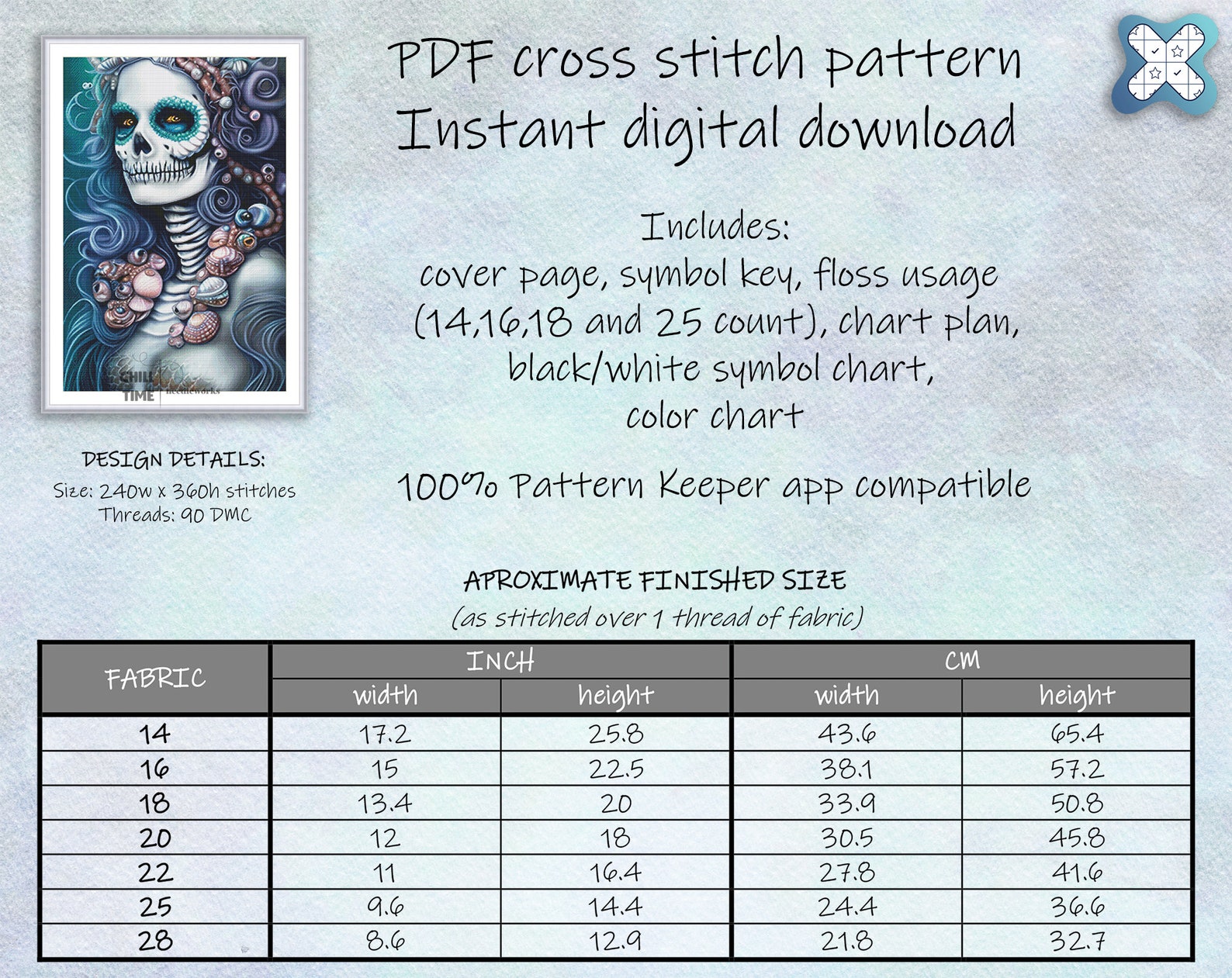 Creepy Day of the Dead Skeleton Mermaid With Seashells Pdf - Etsy