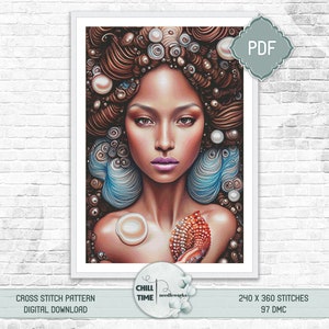 Beautiful Brown Skin Fantasy Mermaid Dmc Cross Stitch Pattern - Etsy