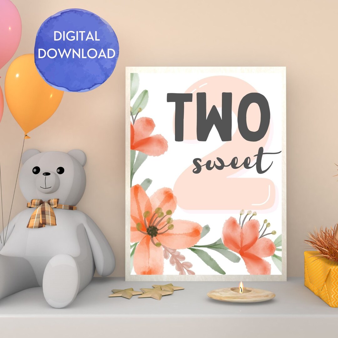 2nd Birthday TWO Sweet Kids Party Poster - Etsy